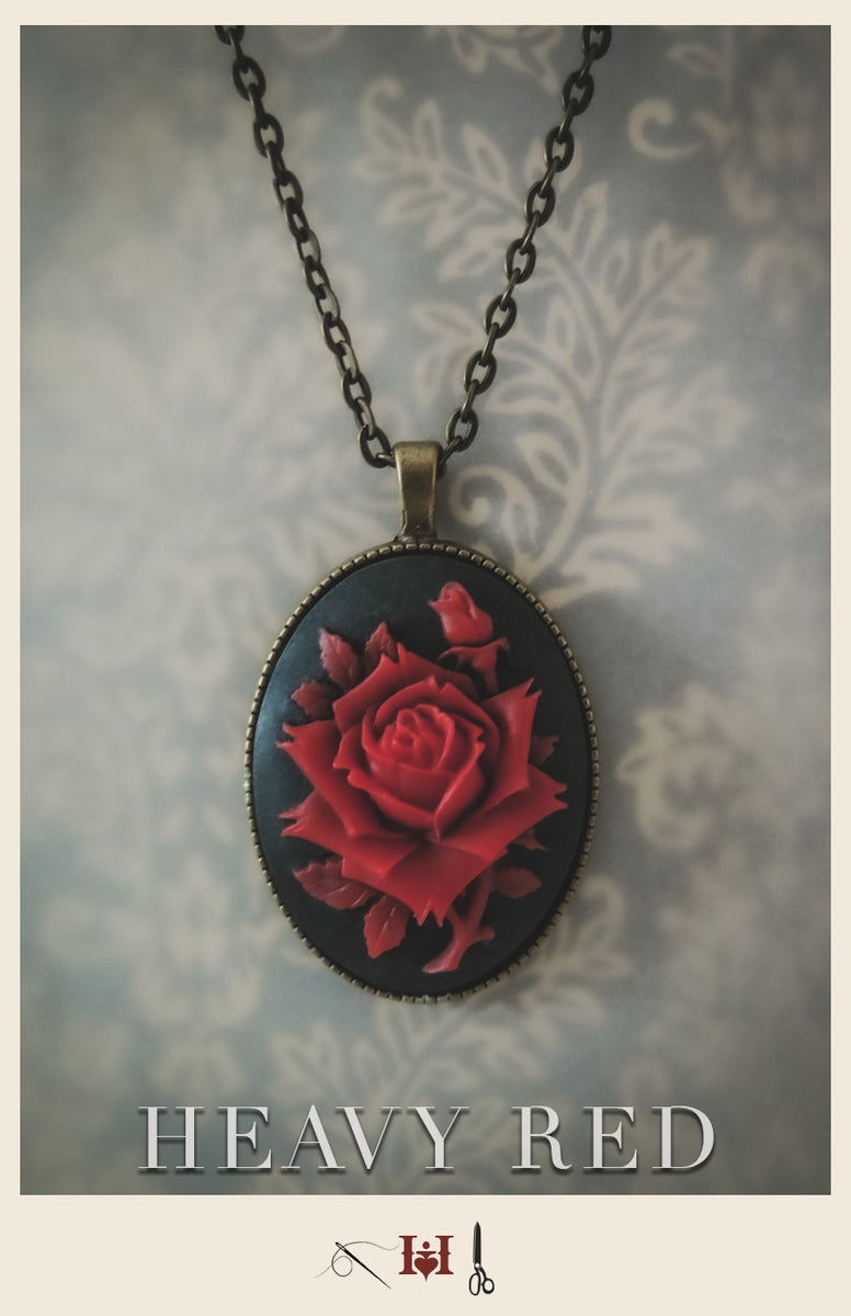 gothic red portrait cameo necklace – HeavyRed