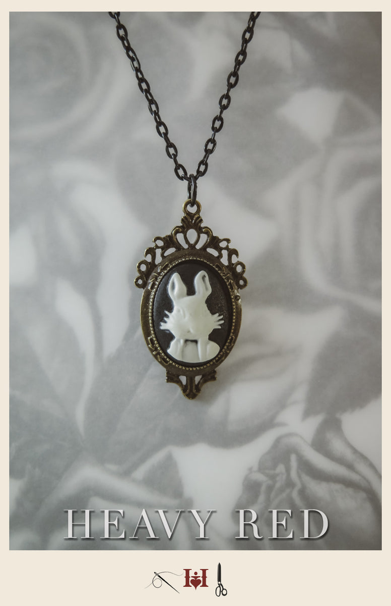 gothic white rabbit cameo necklace – HeavyRed